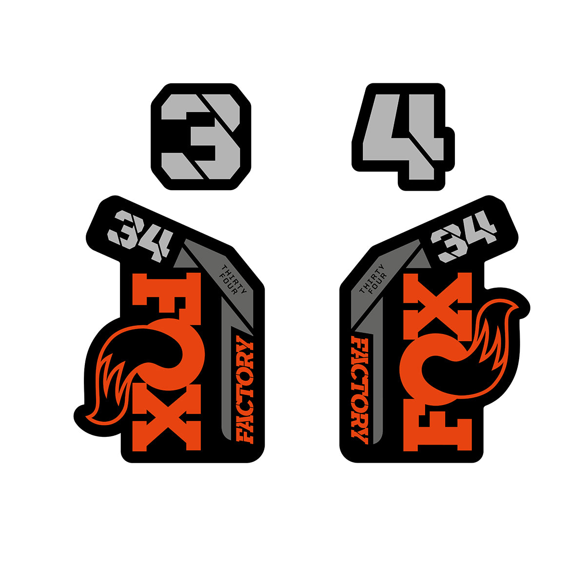 FOX Decal 2021/22 Kit 34 Factory Series Anthrazit/Grey/Orange *ORIGINA ...