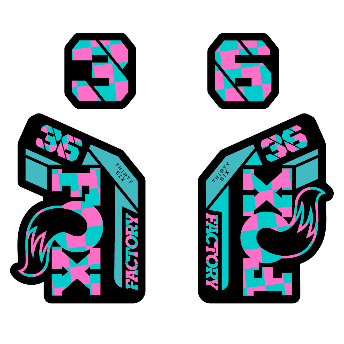 FOX Decal 2021/22 Kit 36 Factory Series The Flag - Pink/Mint - black ...